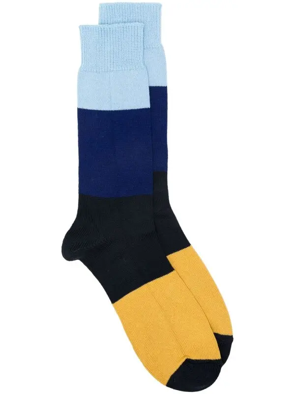 Universal Works Bold Stripe Socks - Blue