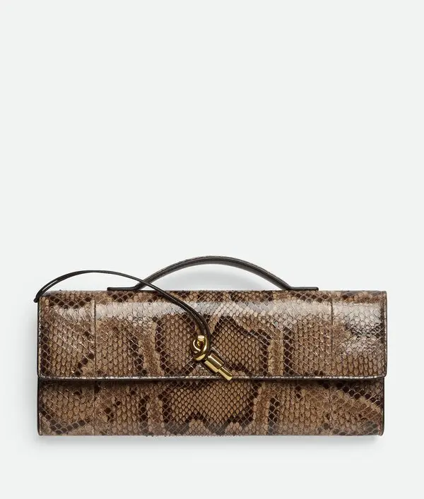 Bottega Veneta Andiamo Top Handle Clutch - Python/fondant