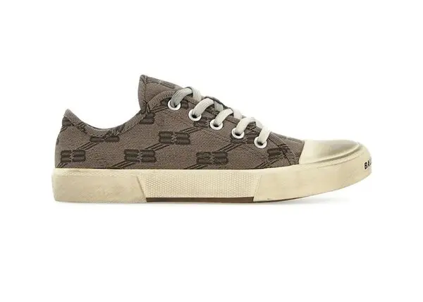Balenciaga Paris Low Top Bb Monogram Sneakers - Dark Beige/brown