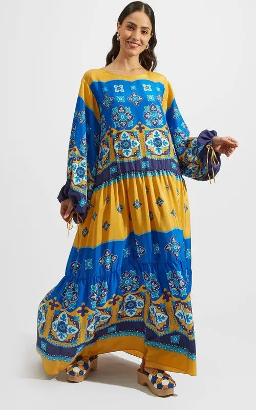 La DoubleJ Vesta Dress - Tiles Degradé Giallo Blue