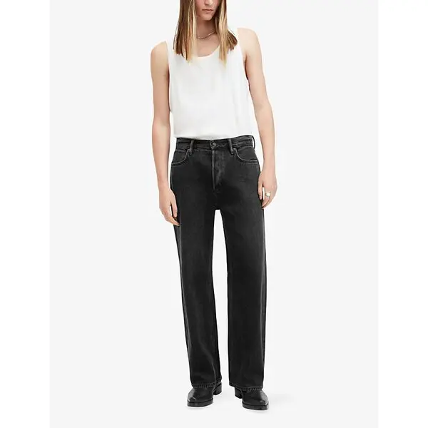 ALLSAINTS Lenny Relaxed-fit Wide-leg Jeans - Washed Black