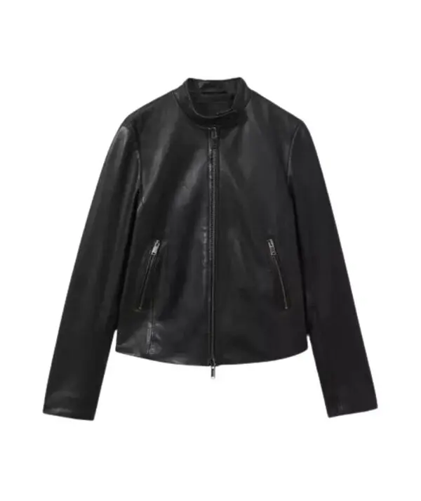 REISS Darby Zip-up Leather Biker Jacket
