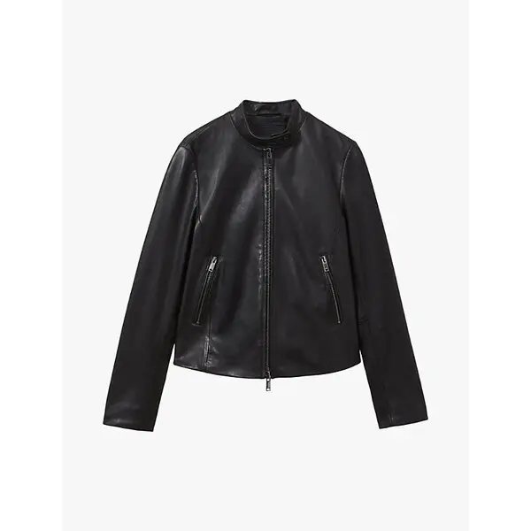 REISS Darby Zip-up Leather Biker Jacket