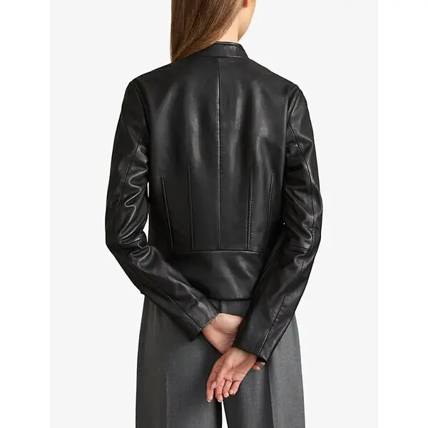 REISS Darby Zip-up Leather Biker Jacket