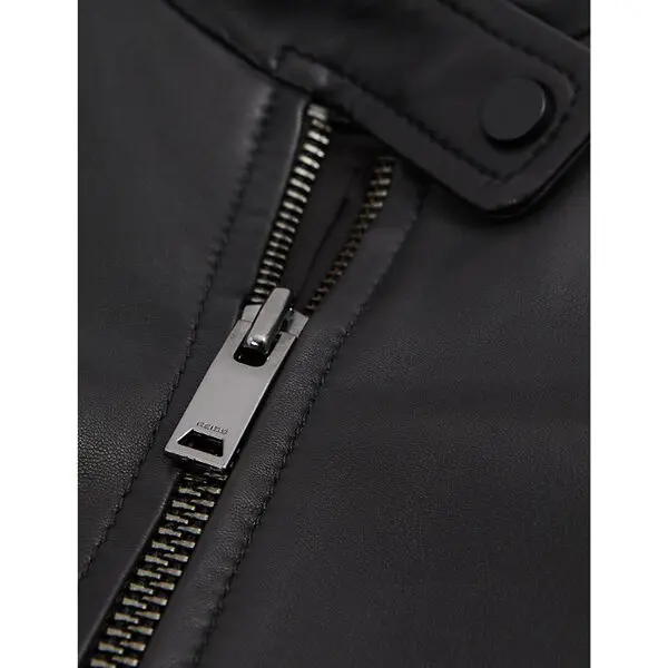 REISS Darby Zip-up Leather Biker Jacket