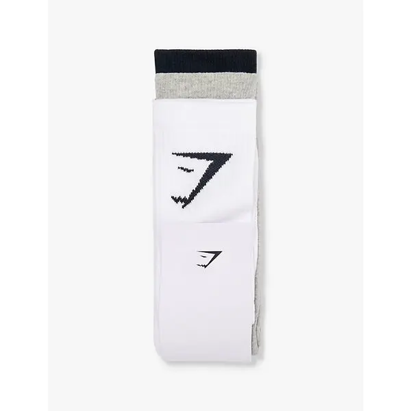 GYMSHARK Pack Of Three Cotton-blend Crew Socks - Gs Wht/lght Gry Marl/blk
