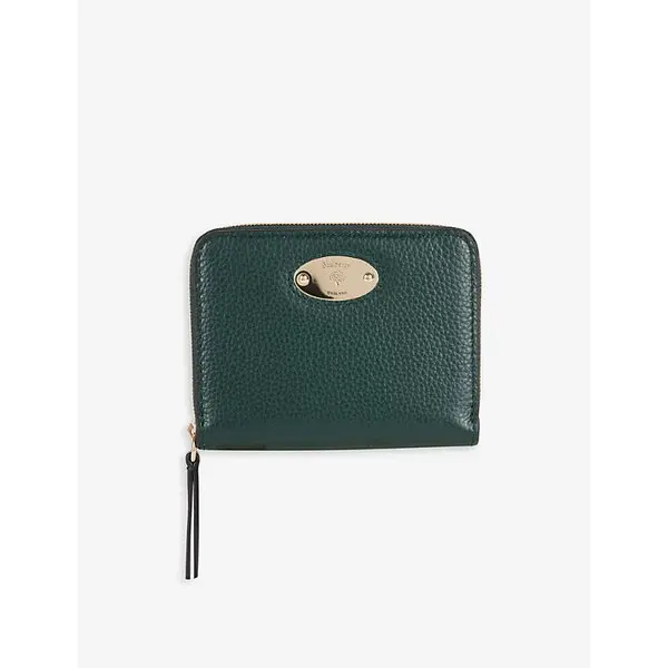 Mulberry Green Plaque-embellished Grained-leather Wallet - Mulberry Green