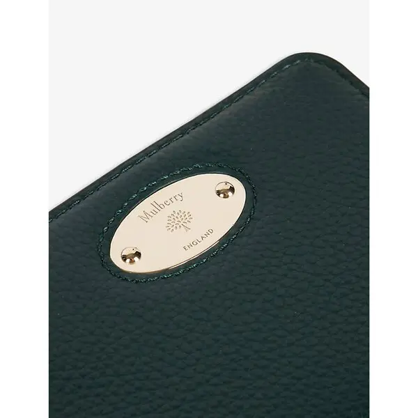 Mulberry Green Plaque-embellished Grained-leather Wallet