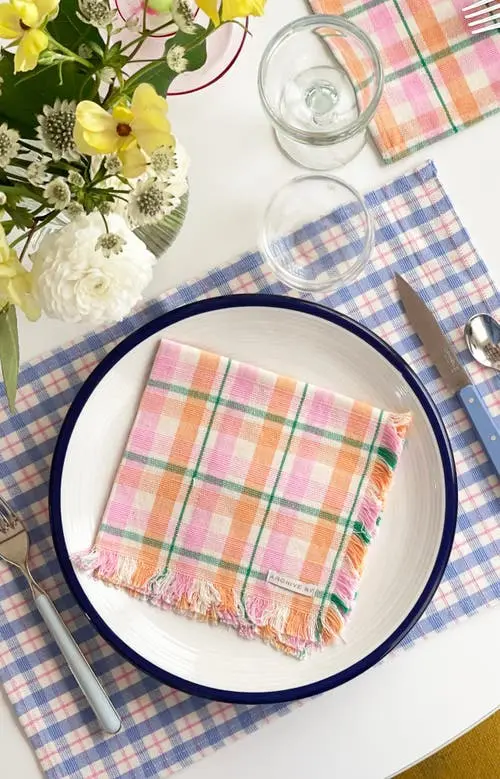 ARCHIVE NEW YORK Handwoven Colorful Plaid Cotton Placemats