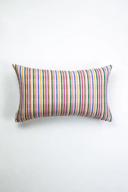 ARCHIVE NEW YORK Valentina D Cotton Handwoven Rectangle Throw Pillow - Rainbow Stripe