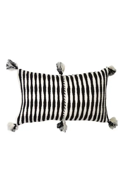 ARCHIVE NEW YORK Antigua Classic Striped Handwoven Cotton Throw Pillow - Black And Ivory