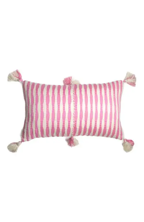 ARCHIVE NEW YORK Antigua Classic Striped Handwoven Cotton Throw Pillow - Bubblegum Pink And Ivory