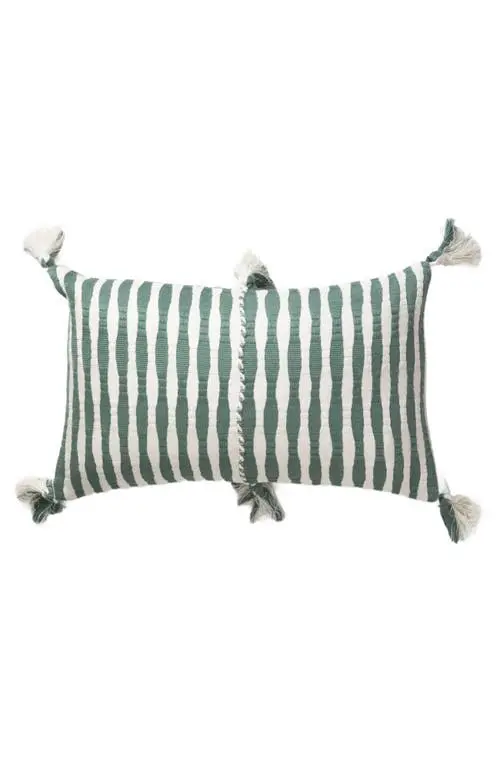 ARCHIVE NEW YORK Antigua Classic Striped Handwoven Cotton Throw Pillow - Dusty Green And Ivory