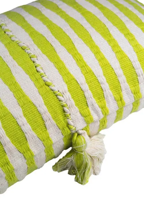 ARCHIVE NEW YORK Antigua Classic Striped Handwoven Cotton Throw Pillow - Lime Green