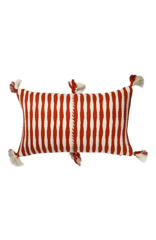 ARCHIVE NEW YORK Antigua Classic Striped Handwoven Cotton Throw Pillow - Red