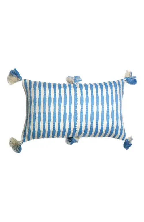 ARCHIVE NEW YORK Antigua Classic Striped Handwoven Cotton Throw Pillow - Sky Blue