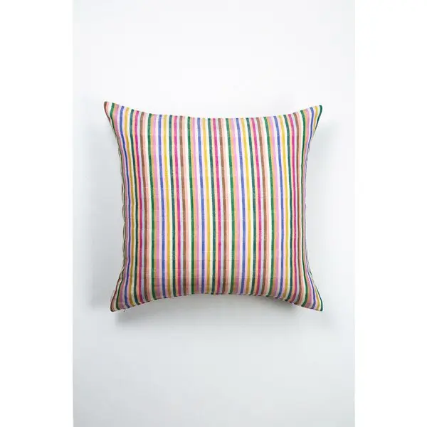 ARCHIVE NEW YORK Valentina D Cotton Handwoven Square Throw Pillow - Rainbow Stripe