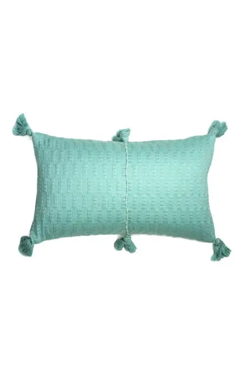ARCHIVE NEW YORK Antigua Classic Solid Handwoven Cotton Throw Pillow - Faded Aqua