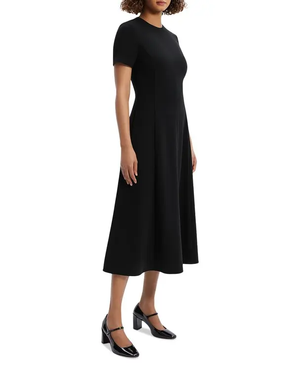 Theory Admiral Crepe Short Sleeve Flare Midi Dress