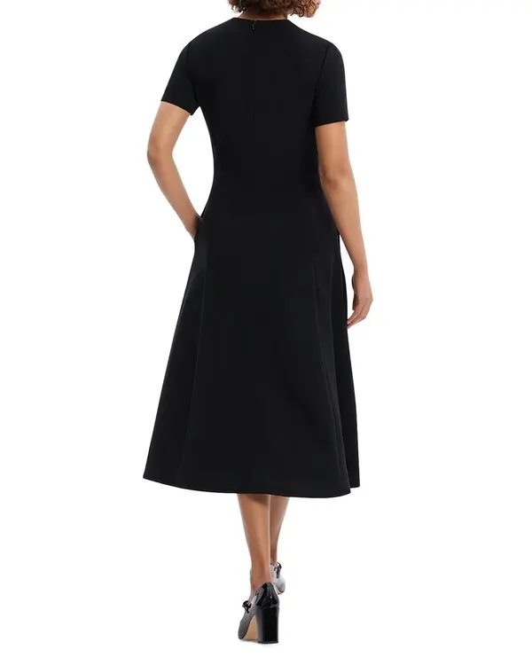Theory Admiral Crepe Short Sleeve Flare Midi Dress