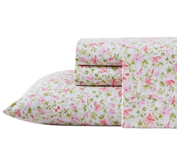 Laura Ashley Norella Cotton Pink King Sheet Set - One-color
