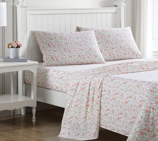 Laura Ashley Norella Cotton Pink Queen Sheet T - One-color