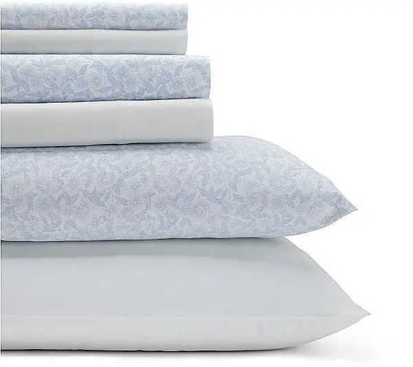 Laura Ashley Belle Cotton Blue King Sheet Set - One-color