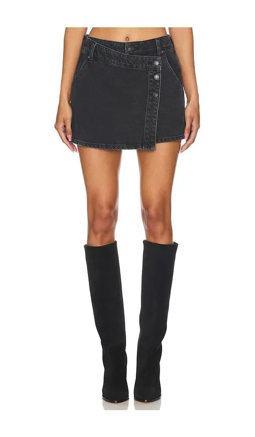Free People X We The Free Wynne Denim Wrap Skirt - Eclipse