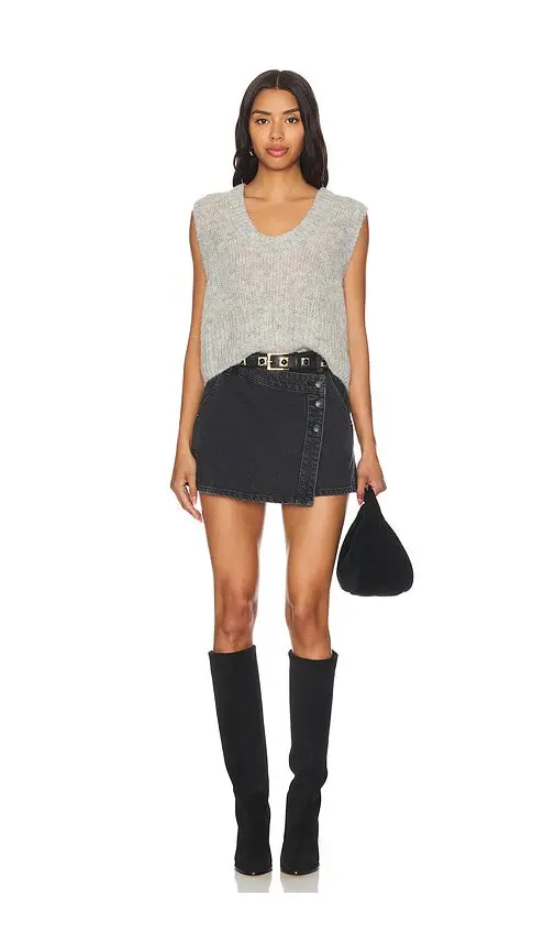 Free People X We The Free Wynne Denim Wrap Skirt - Eclipse