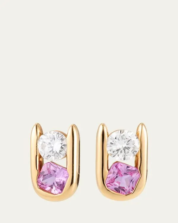 UNIFORM OBJECT Diamond And Gemstone Stud Earrings - Gold