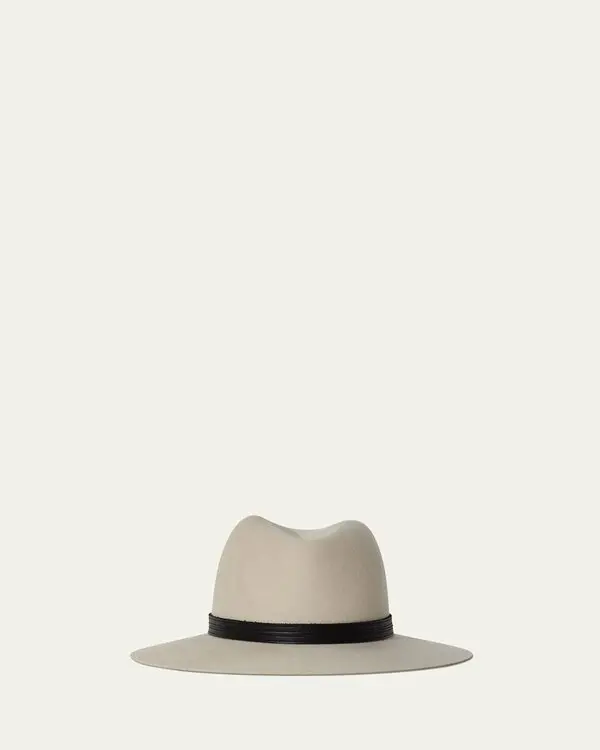 Janessa Leoné Corinne Belted Wool Fedora Hat - Fog