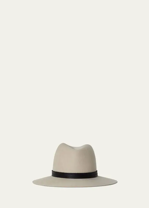 Janessa Leoné Corinne Belted Wool Fedora Hat - Fog