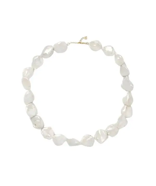 Mateo 14-karat Gold Baroque Pearl Necklace - White