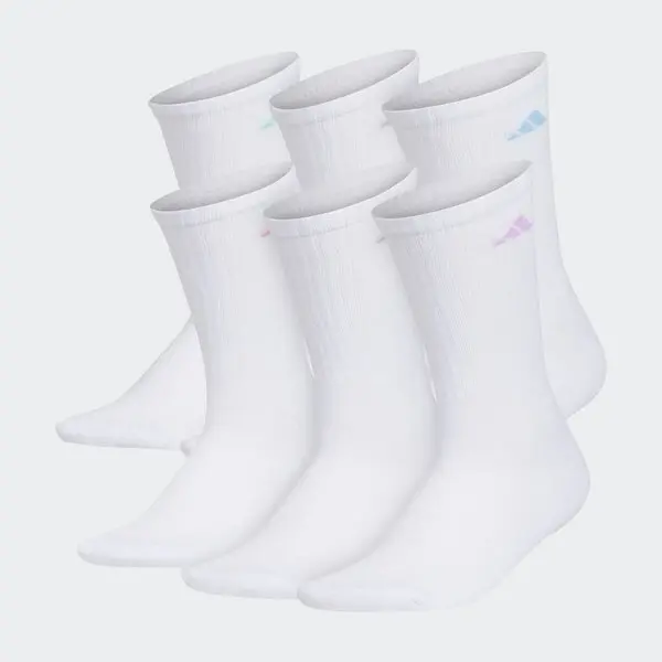 Adidas Athletic Cushioned 6-pack Crew Socks - White