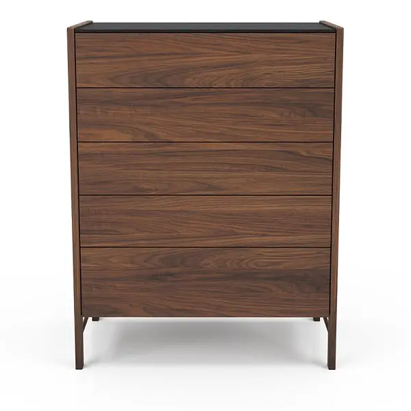 HUPPE Frida Five Drawer Chest With Natural Stone - Brown