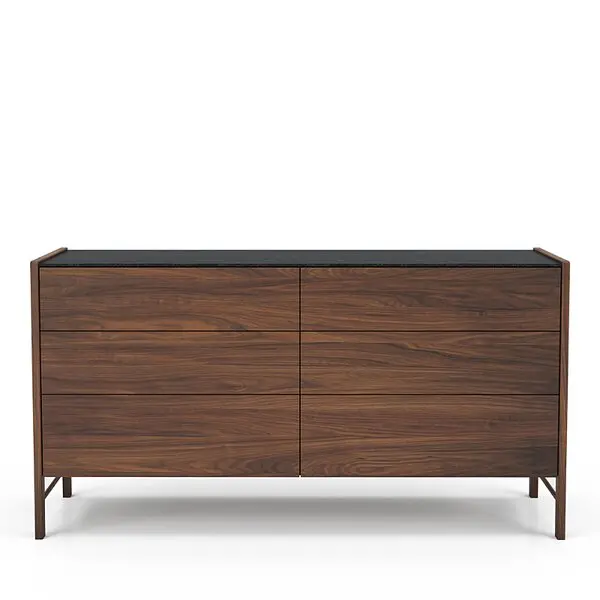 HUPPE Frida Six Drawer Dresser With Natural Stone - Brown