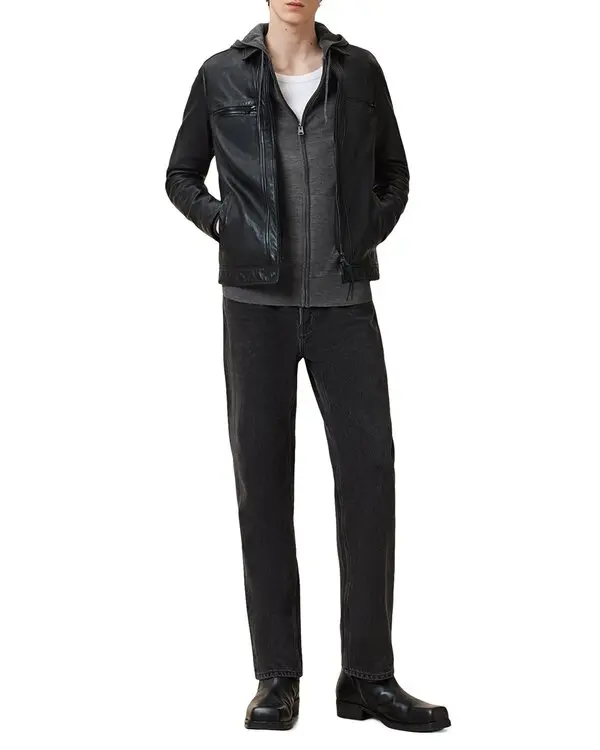 ALLSAINTS Mode Merino Wool Slim Fit Full Zip Hoodie - Monument Grey