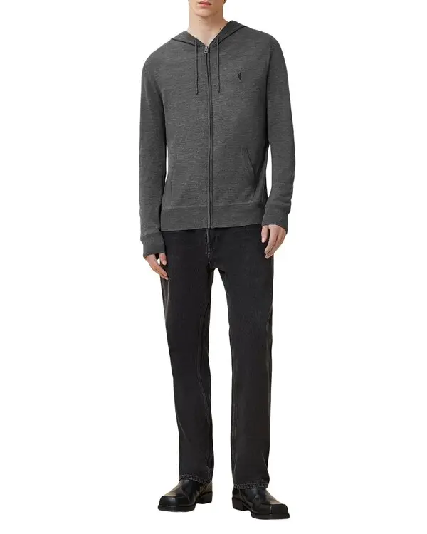 ALLSAINTS Mode Merino Wool Slim Fit Full Zip Hoodie - Monument Grey