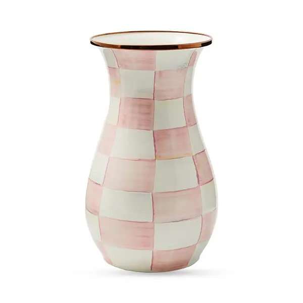 MACKENZIE-CHILDS Rosy Check Tall Vase - Pink