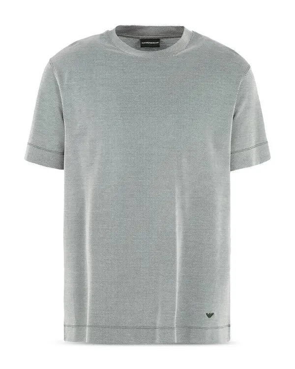 Emporio Armani Two Tone Micro Design Tee - White/blue