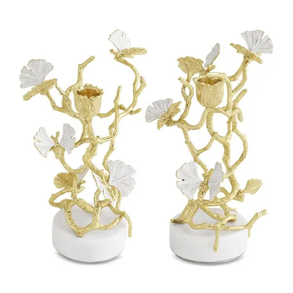 Michael Aram Butterfly Ginkgo Candleholders, Set Of 2 - Gold