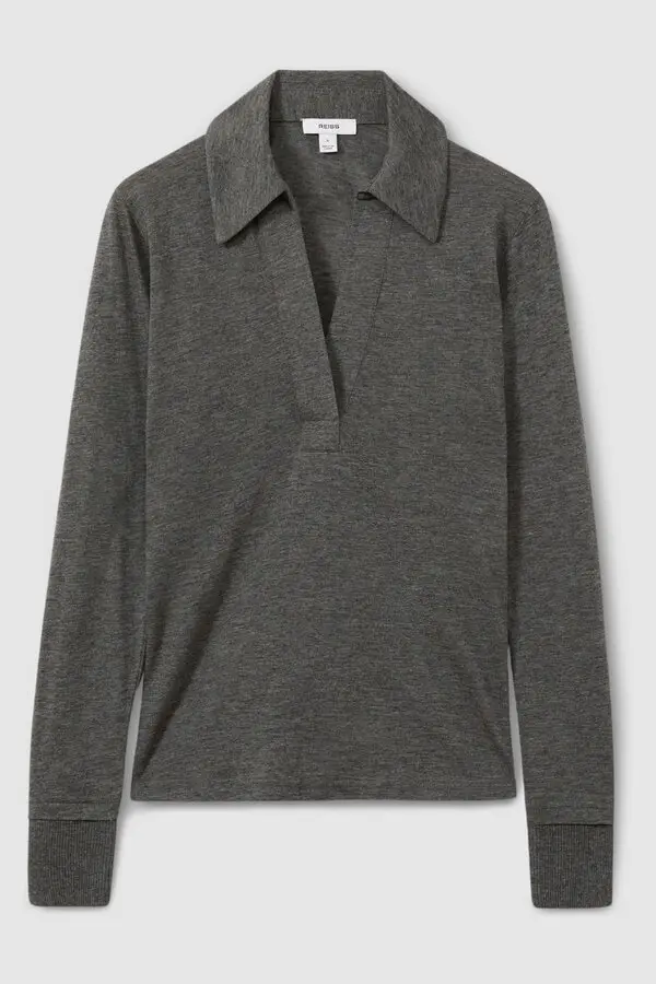 REISS Nixi Open-collar Top