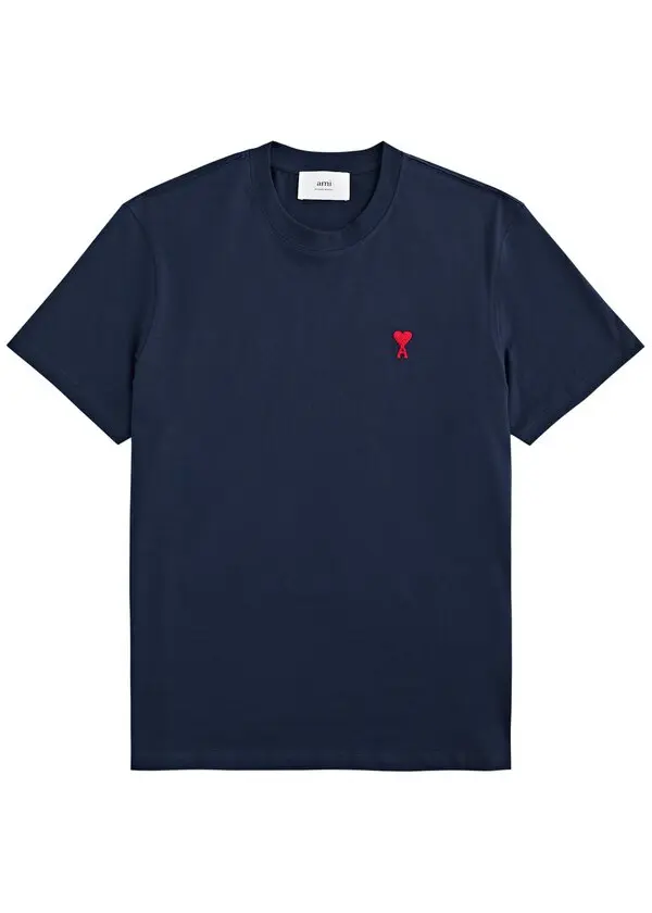 AMI Paris Logo-embroidered Cotton T-shirt