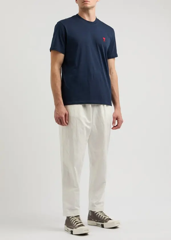 AMI Paris Logo-embroidered Cotton T-shirt