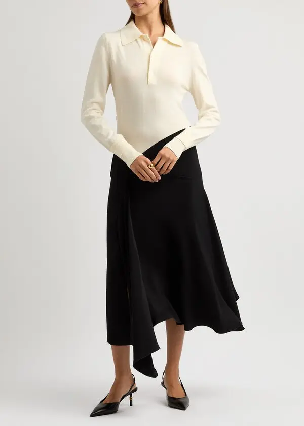 Victoria Beckham Panelled Midi Shirt Dress In Black And White 60