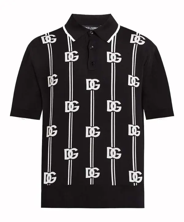 Dolce & Gabbana Logoprint Knitted Polo Shirt - Black/white
