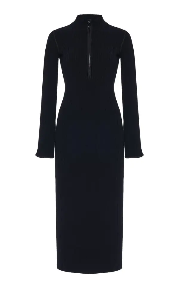 Moncler Knit Crepe Midi Dress