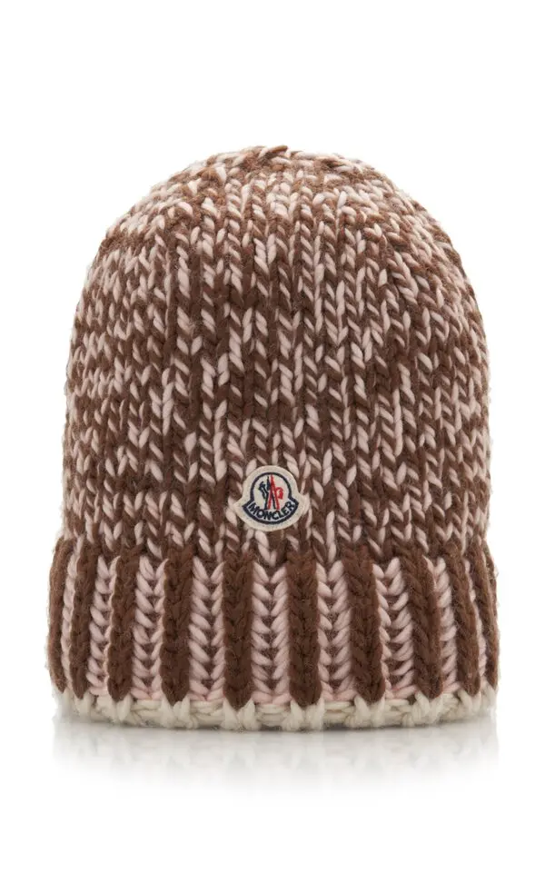Moncler Ribbed Knit Beanie - Brown