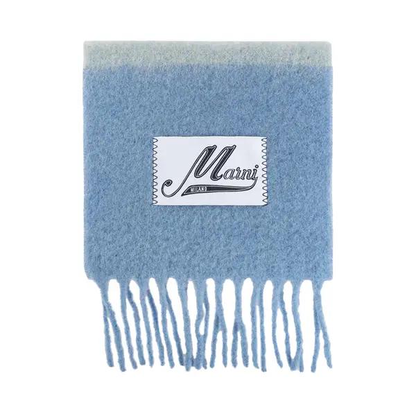 Marni Striped Brushed Alpaca Mohair Scarf 'lake