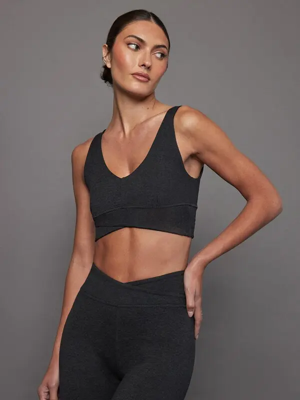 Carbon38 Wrap Bra In Heather Melt - Charcoal Heather